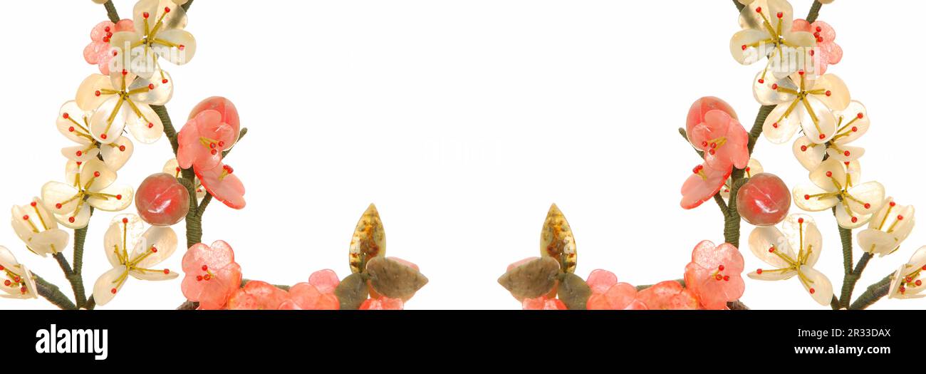 Detail of fine chinese jade cherry blossom Stock Photo - Alamy