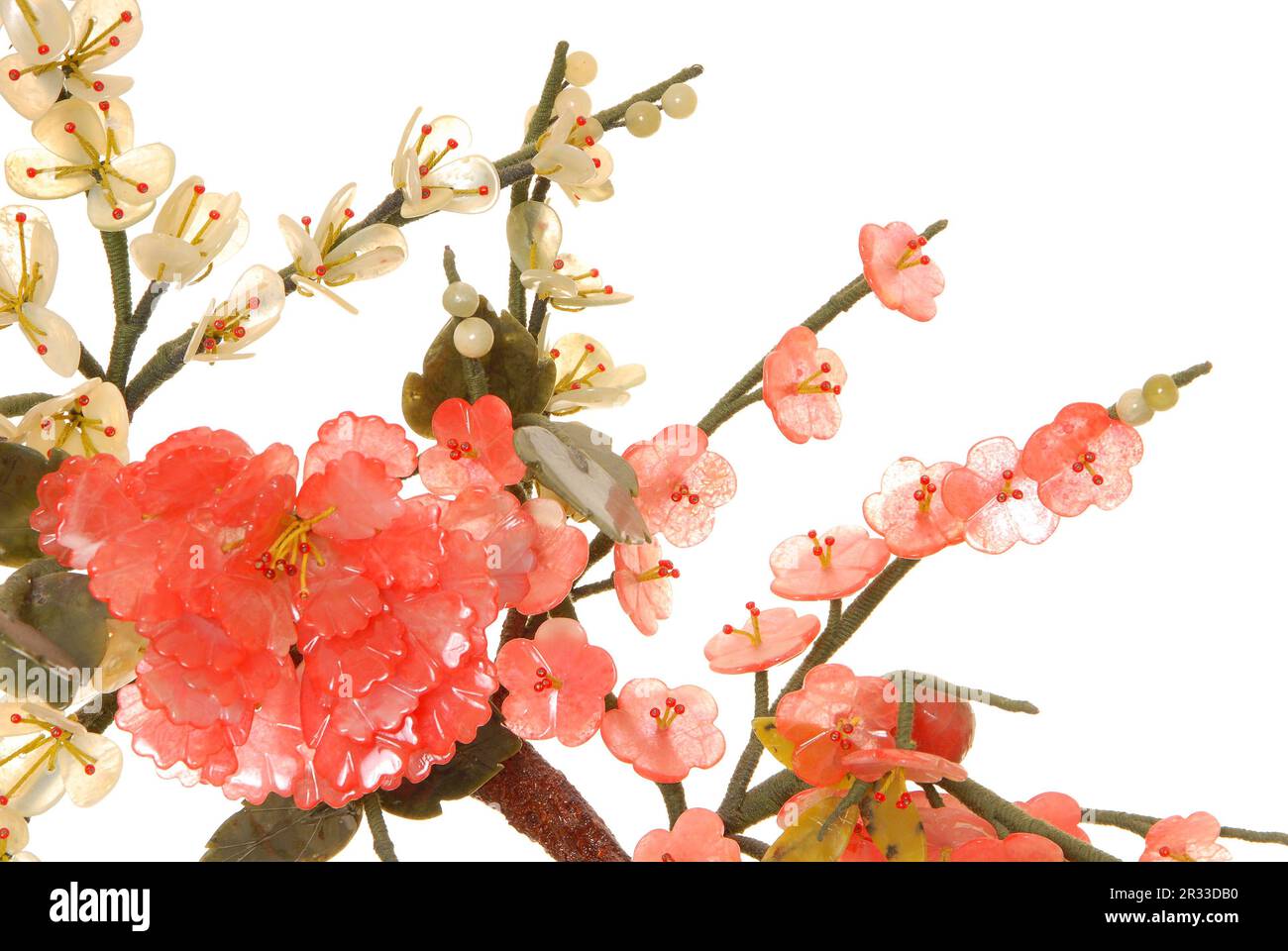 Detail of fine chinese jade cherry blossom Stock Photo - Alamy