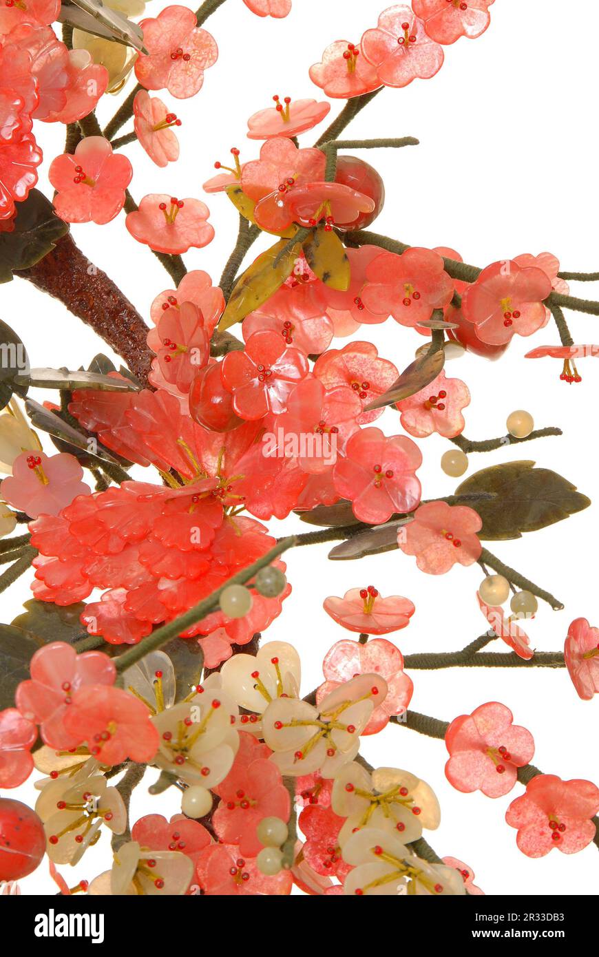 Detail of fine chinese jade cherry blossom Stock Photo - Alamy