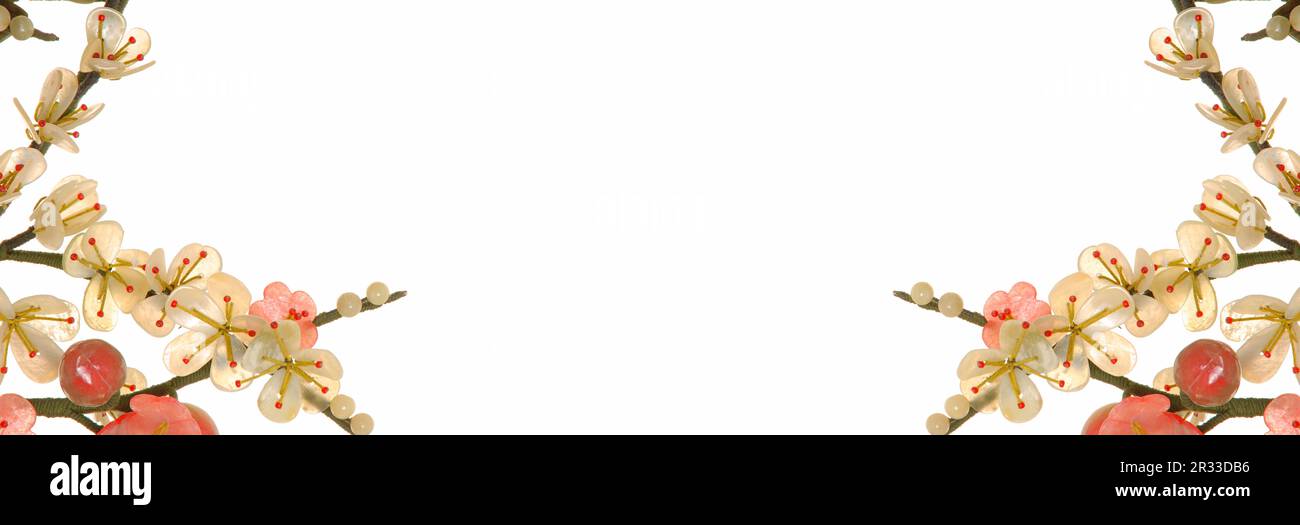 Detail of fine chinese jade cherry blossom Stock Photo - Alamy