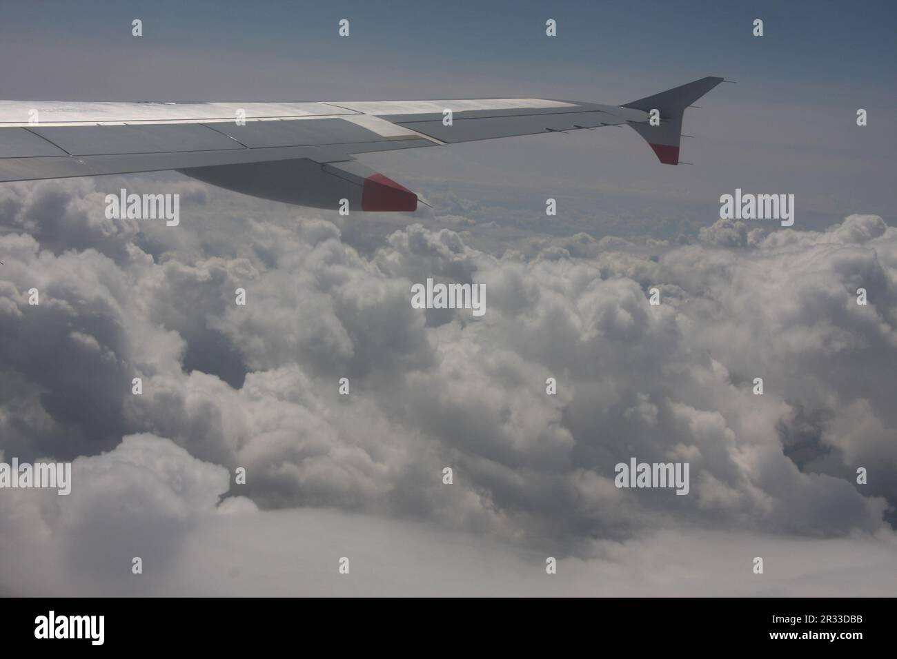Wing view of cloud formations taken from a British Airways Airbus A320 ...