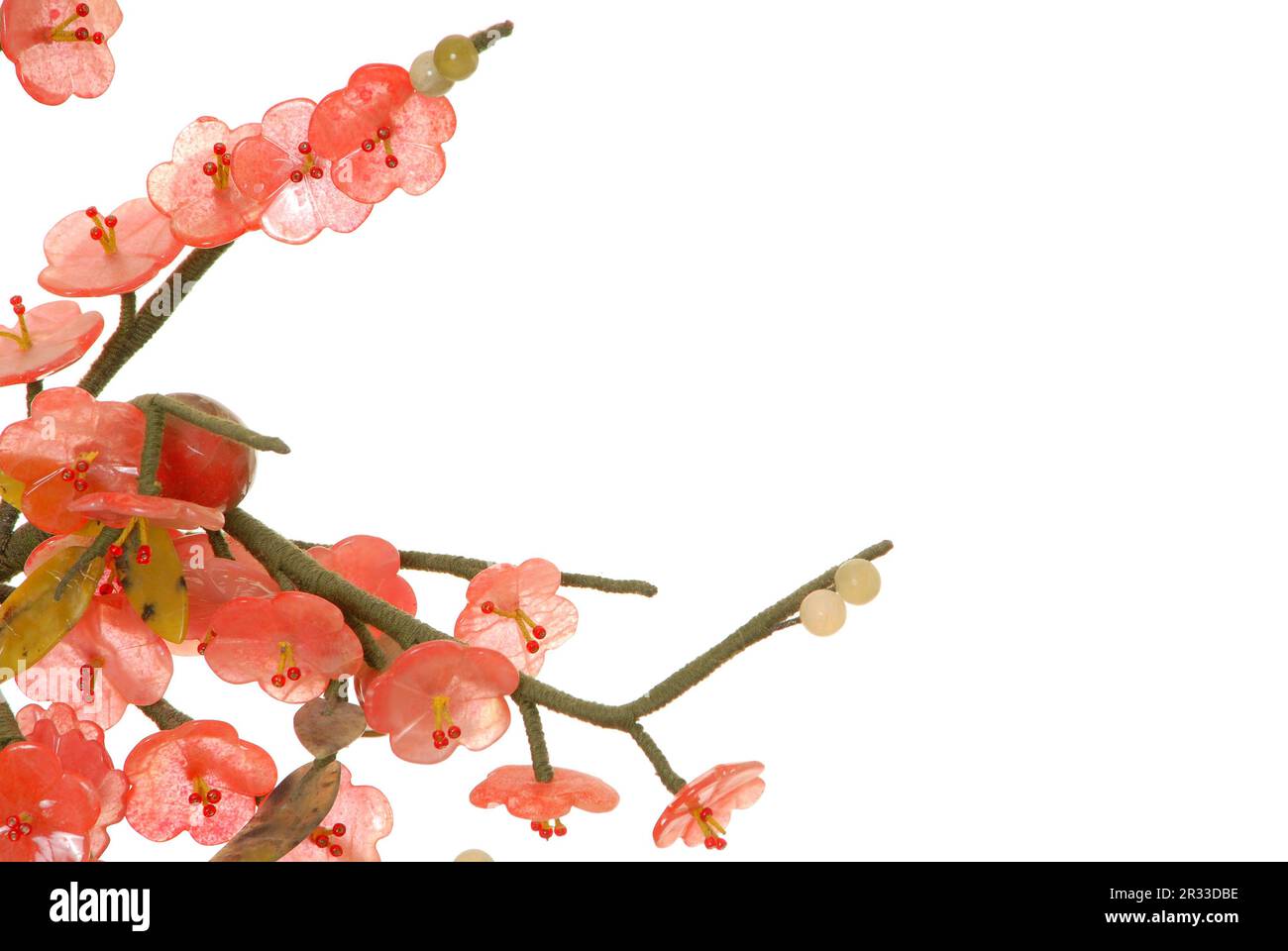 Detail of fine chinese jade cherry blossom Stock Photo - Alamy