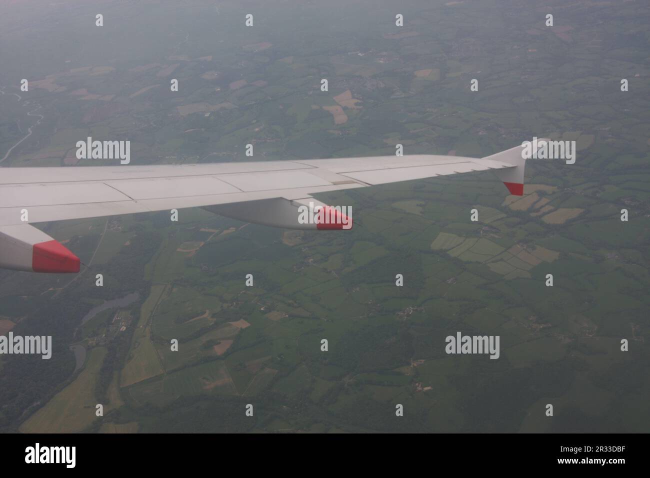 The Sussex countryside from the window of a British Airways Airbus A320 ...