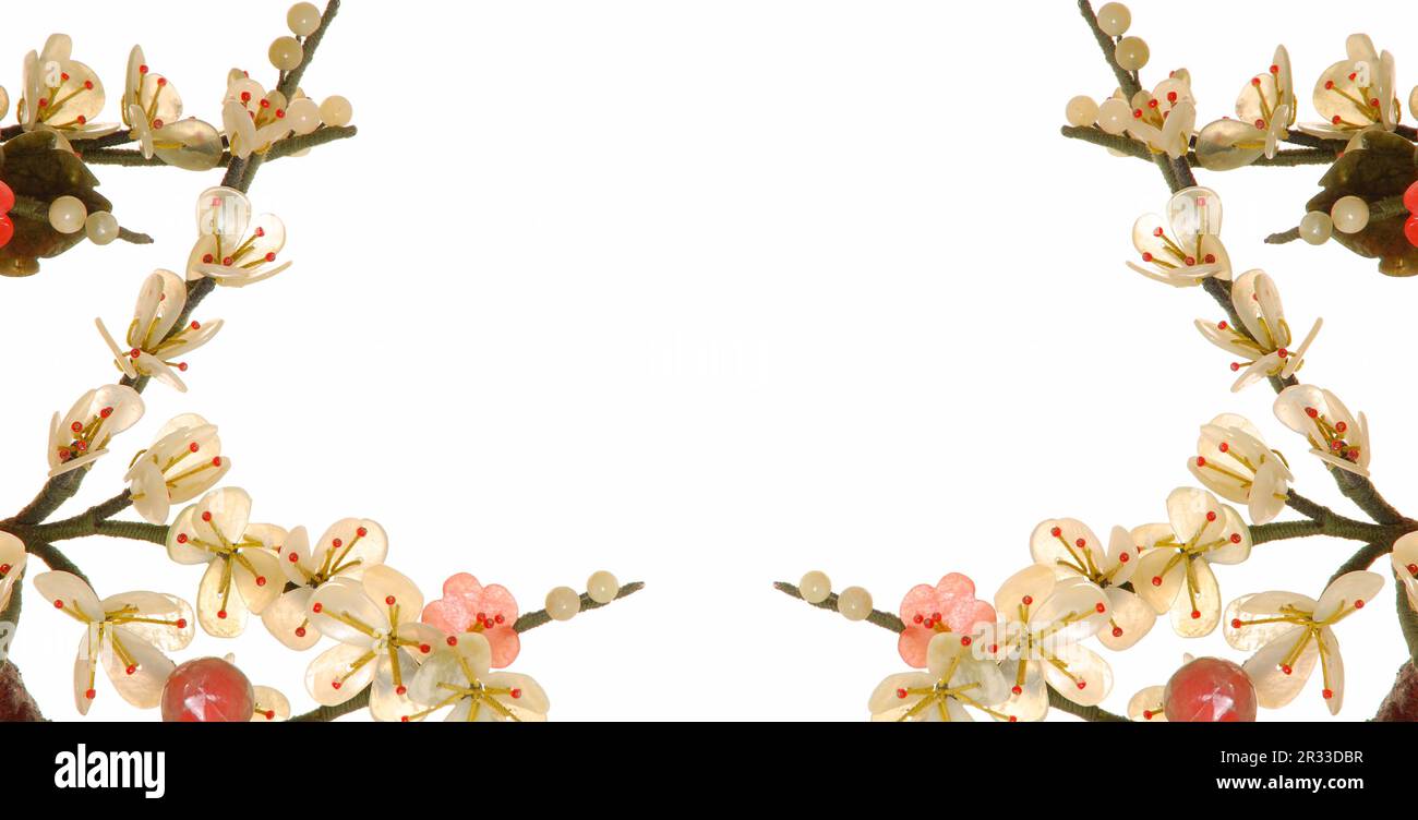 Detail of fine chinese jade cherry blossom Stock Photo - Alamy