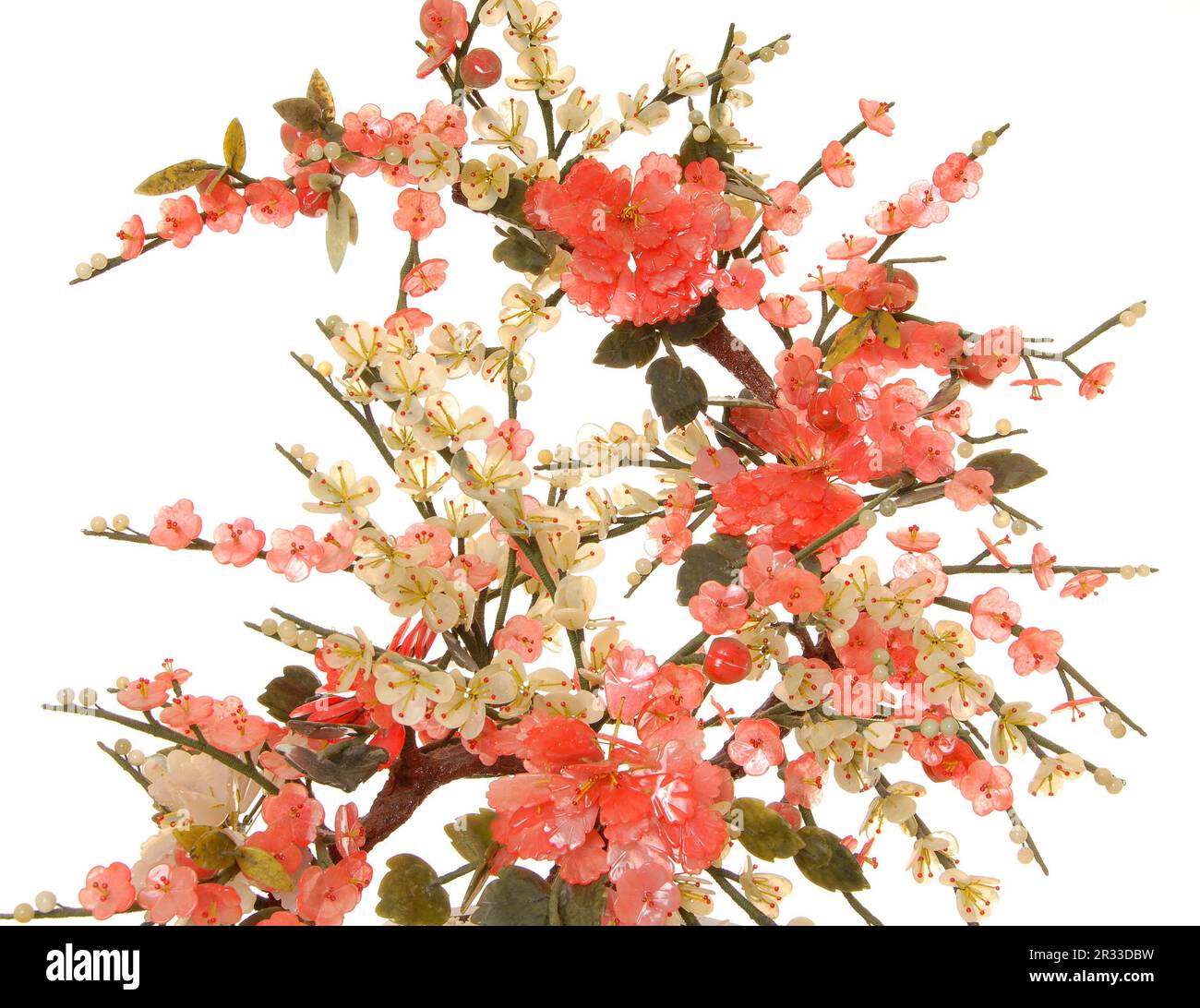 Detail of fine chinese jade cherry blossom Stock Photo - Alamy