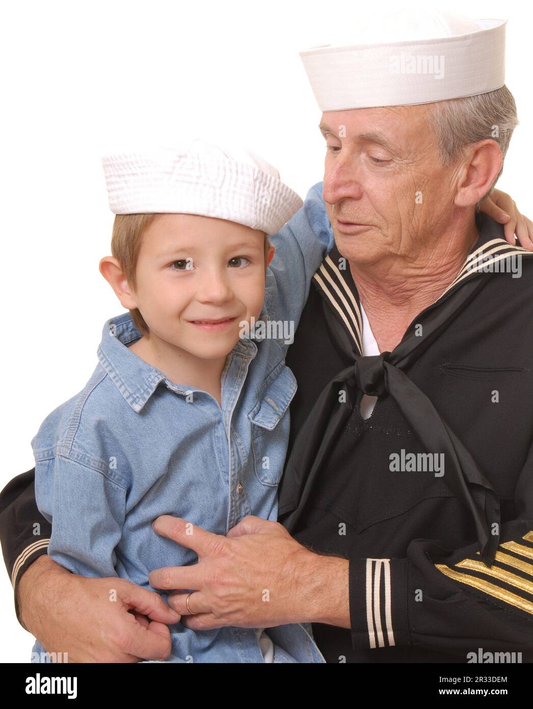Old U.S. Navy sailor with his son Stock Photo - Alamy