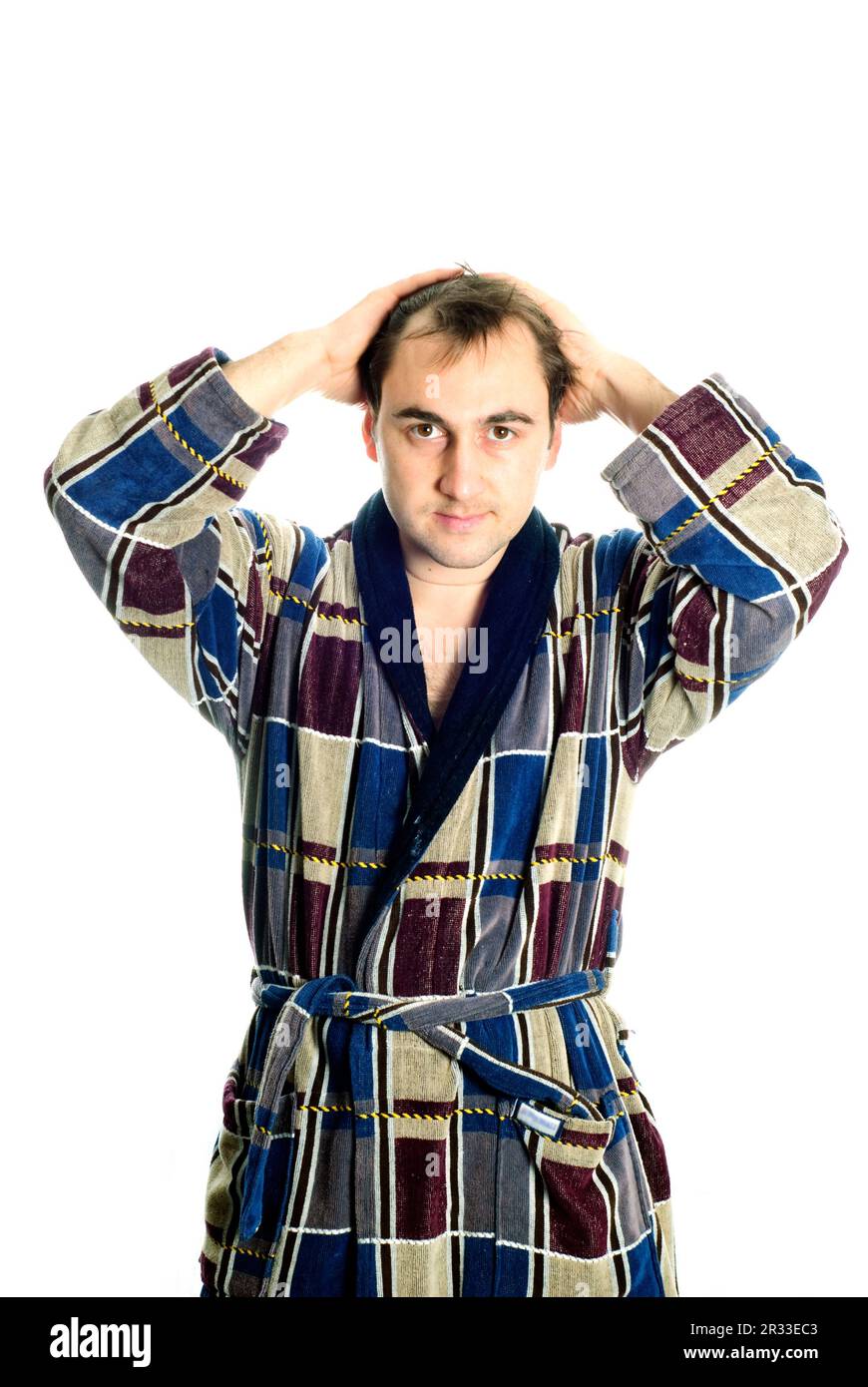 Man dressing bathrobe Stock Photo - Alamy