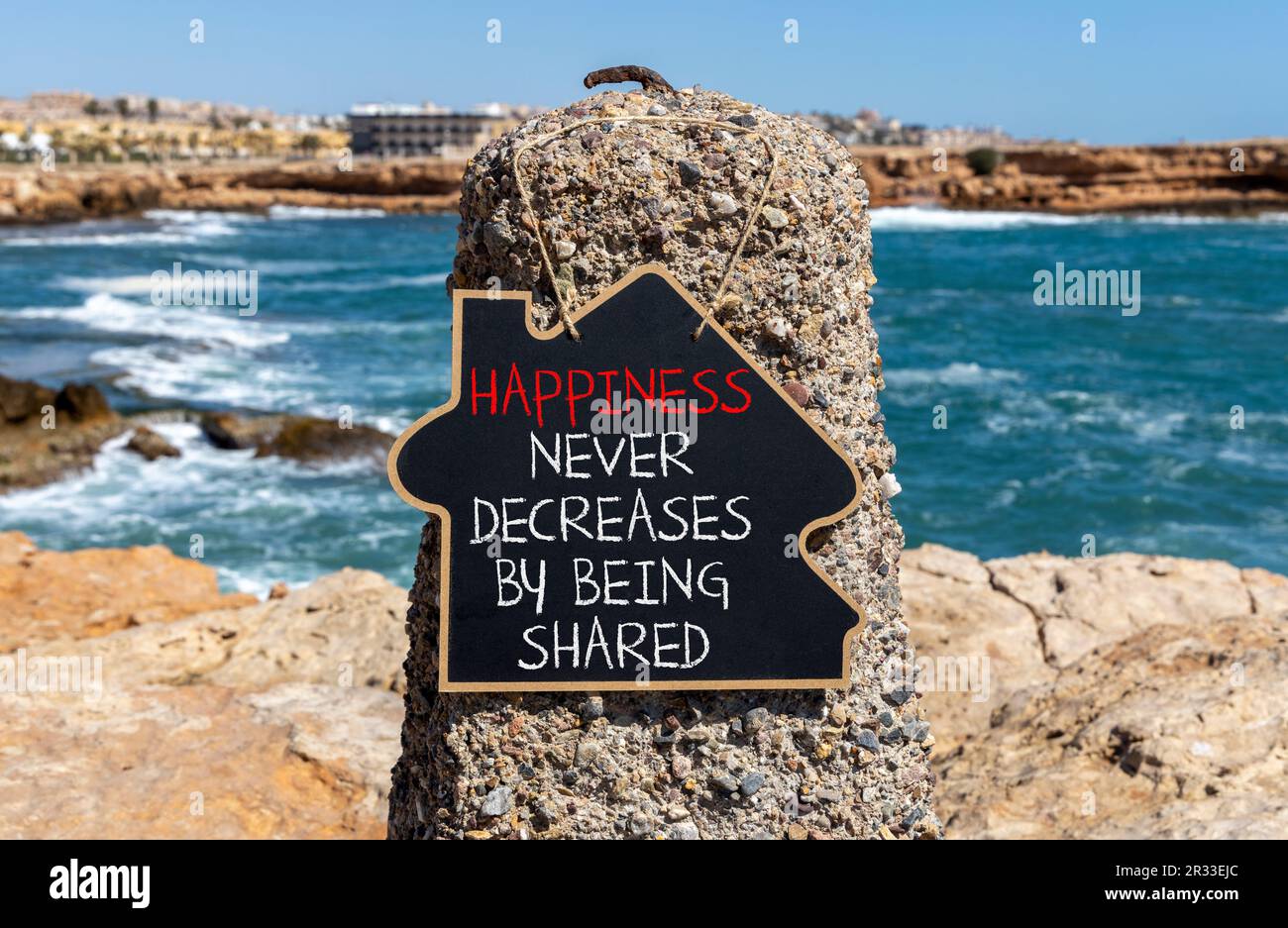 Happiness symbol. Concept words Happiness never decreases by being ...