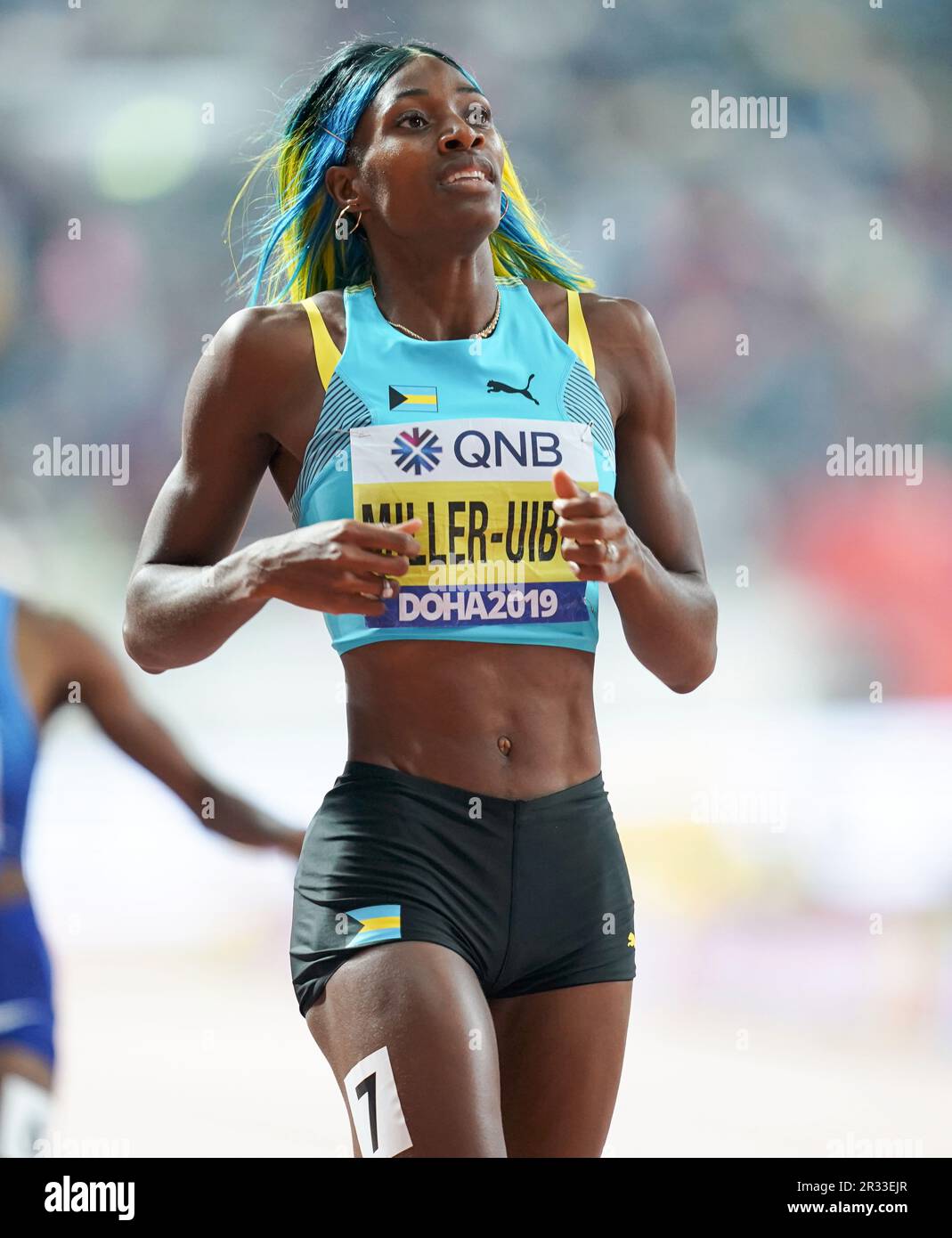 Shaunae Miller-Uibo running the 400m at the 2019 World Athletics ...