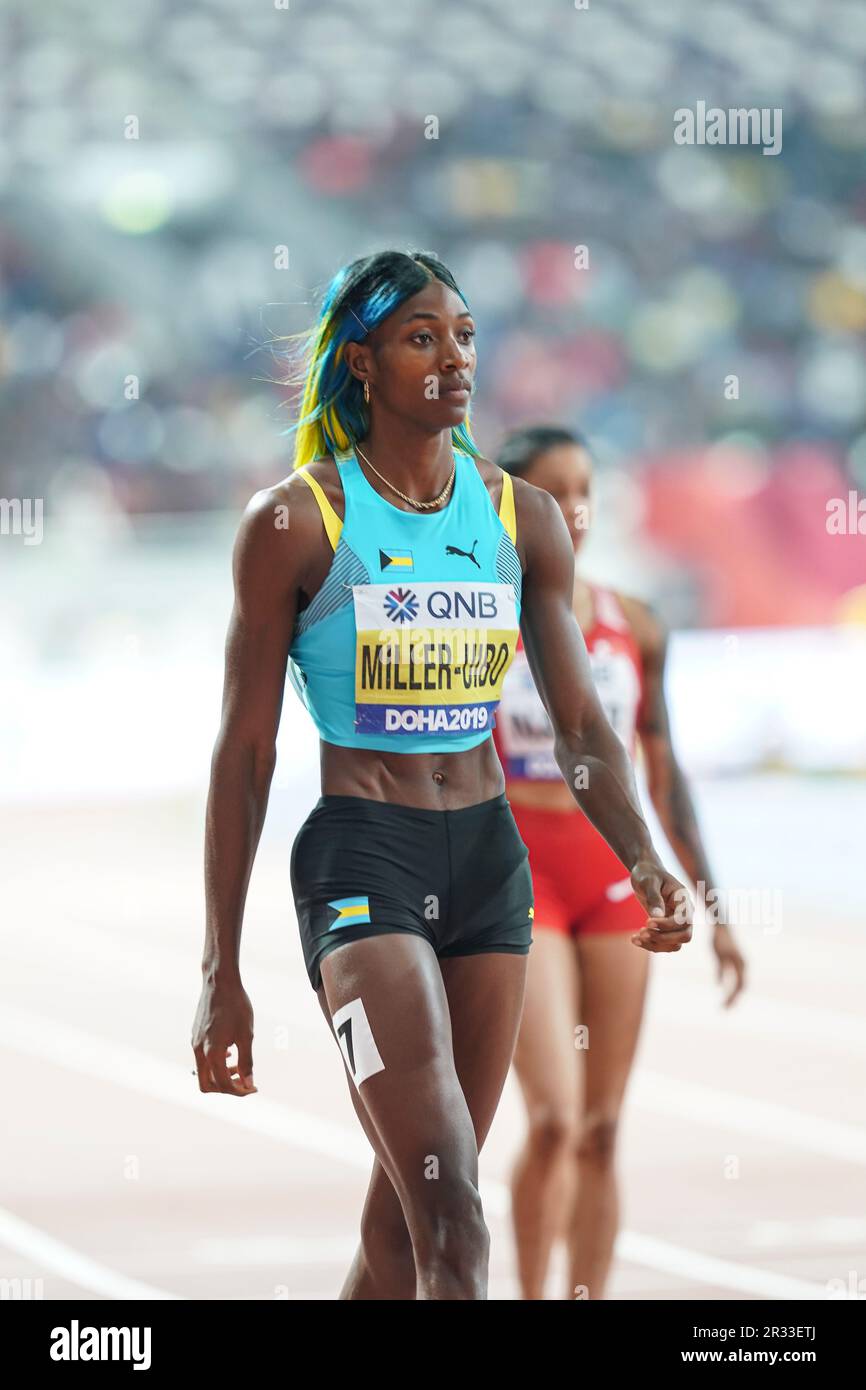 Shaunae Miller-Uibo running the 400m at the 2019 World Athletics ...