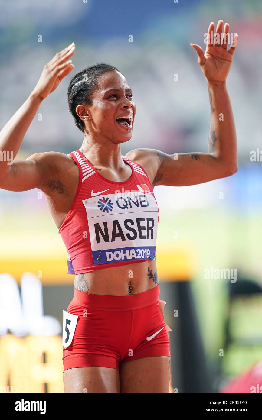 Salwa Eid Naser winning the 400m at the 2019 World Athletics ...
