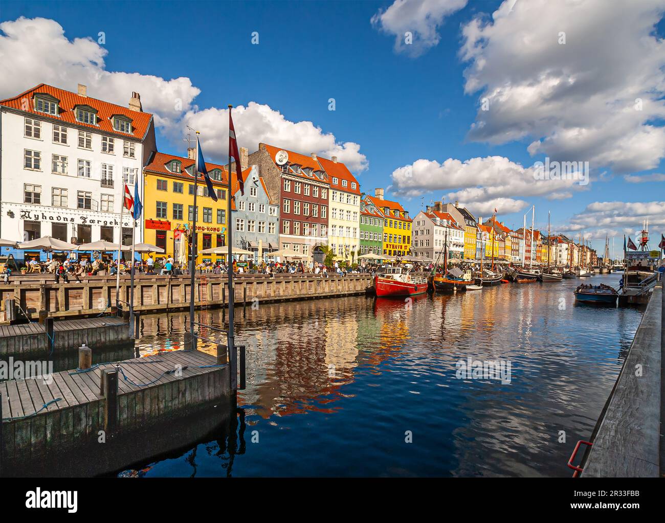 Copenhagen, Denmark - September 13, 2010: Line of iconic Nyhavn ...
