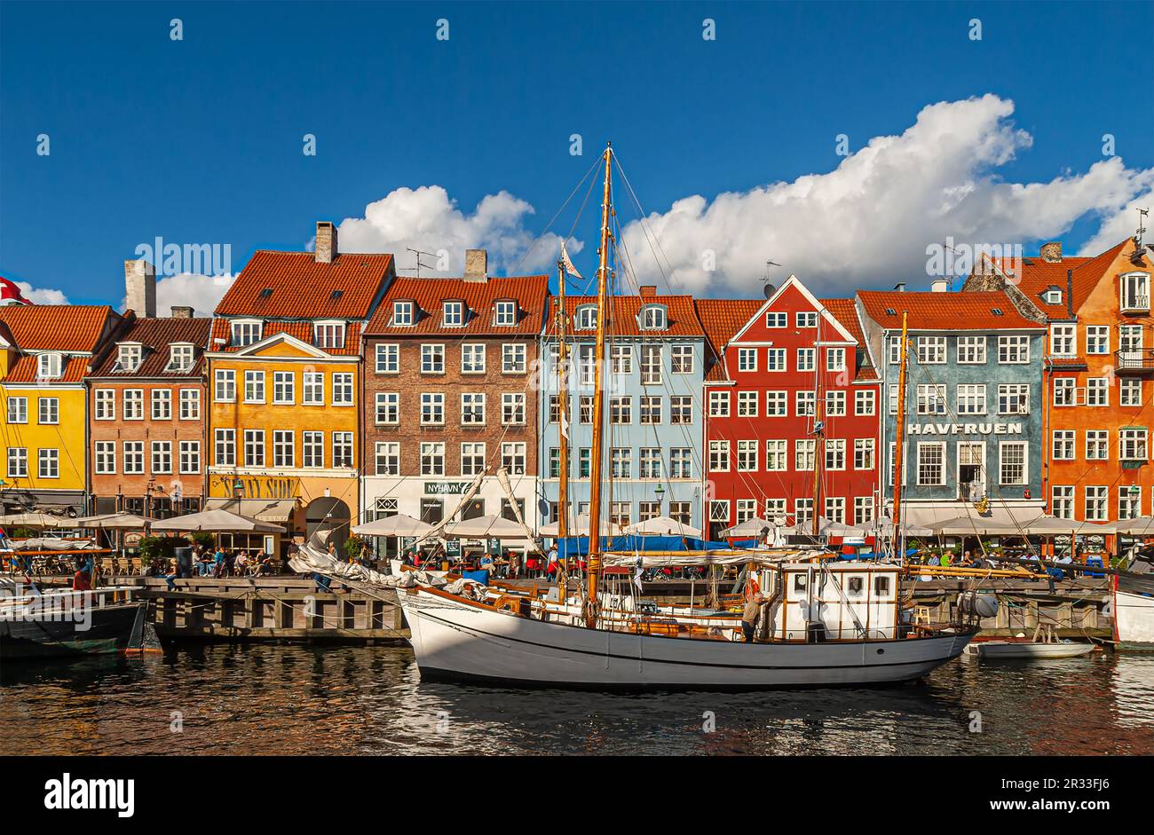 Copenhagen, Denmark - September 13, 2010: Line of iconic Nyhavn ...