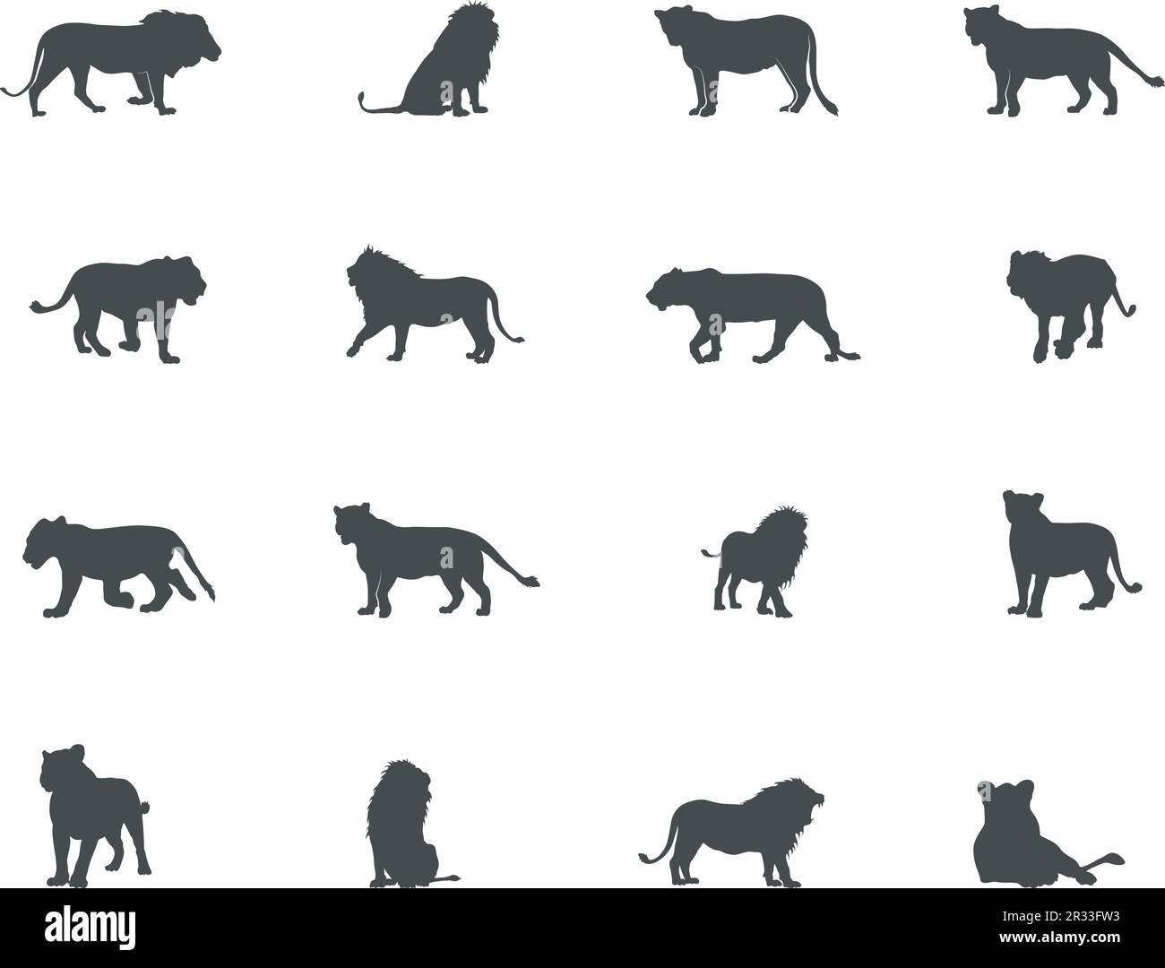 Lion silhouette, Lion vector, Animal silhouettes Stock Vector Image ...