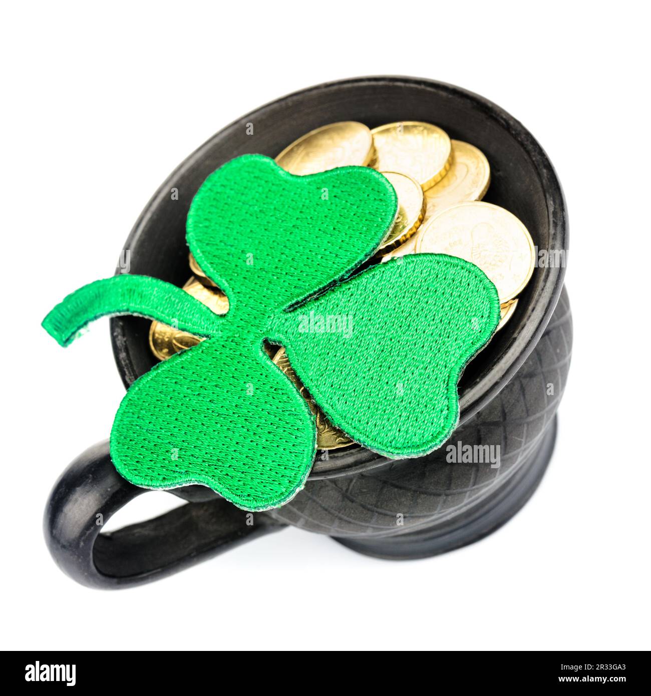 Pot with golden coins Stock Photo - Alamy