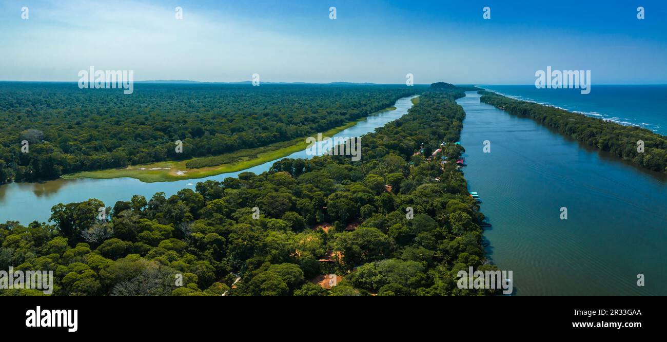 Aerial view of Tortuguero Village, Costa Rica Stock Photo - Alamy