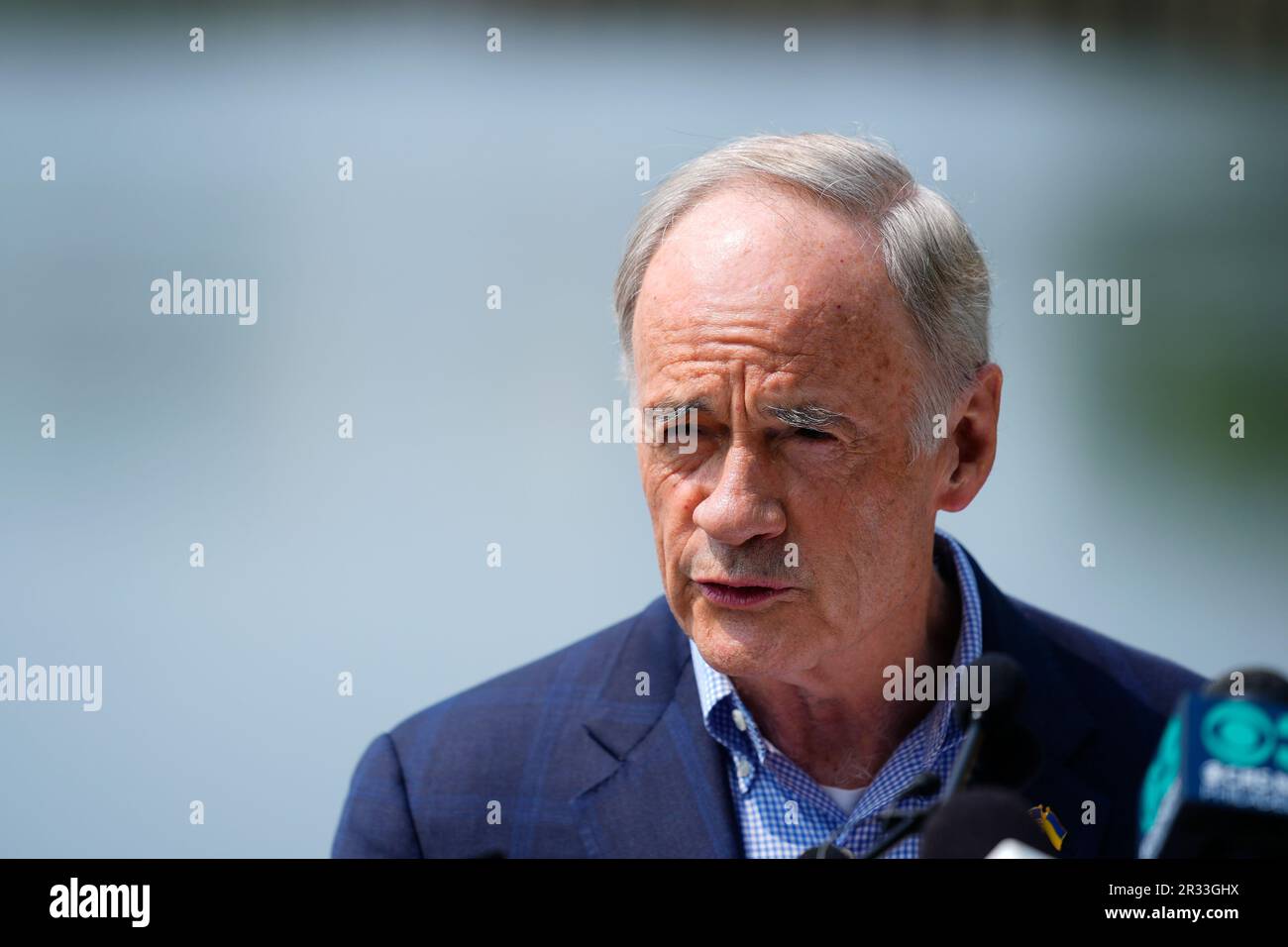 Sen. Tom Carper, D-Del., speaks during a news conference in Wilmington ...