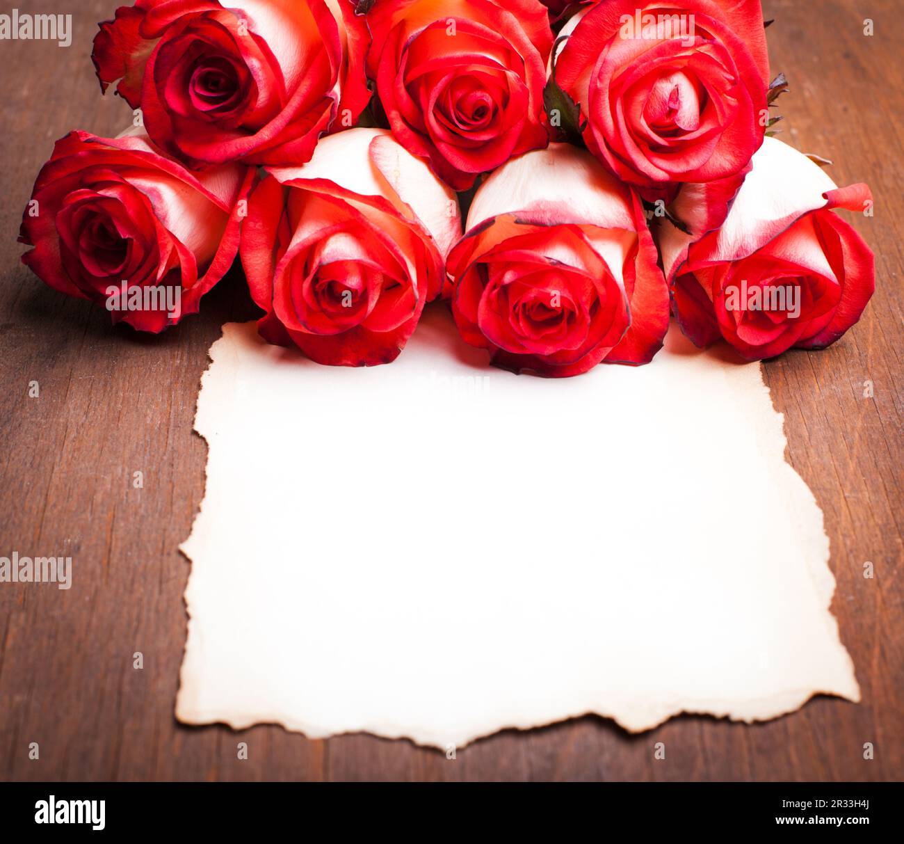 Roses and card Stock Photo - Alamy