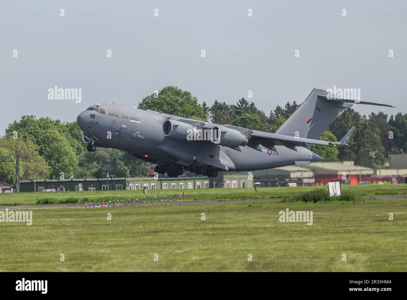RAF Boeing C-17 Globemaster takes off at at RAF Leeming, Leeming Bar ...
