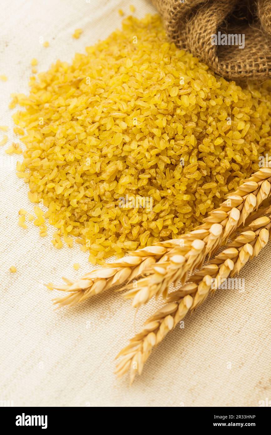 Bulgur in bag Stock Photo - Alamy