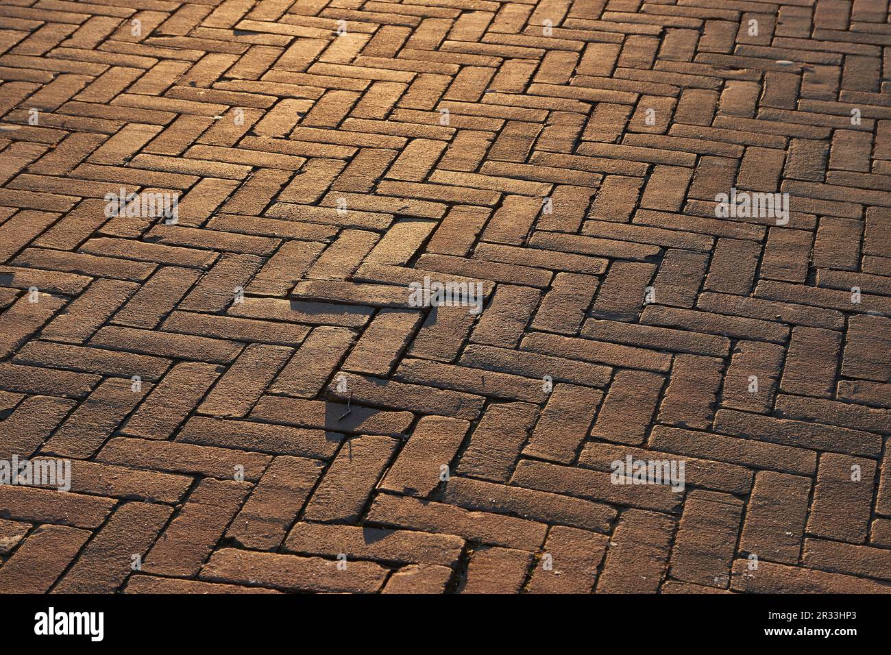 Stone Pavement Pattern in night street light Stock Photo - Alamy