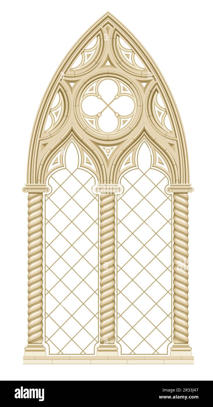 Gothic realistic cathedral window with stained glass Stock Vector Image ...