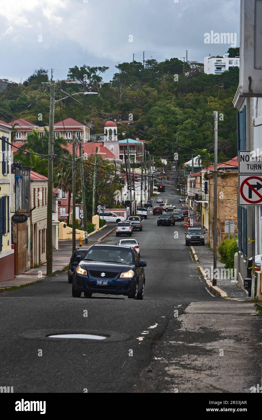 Downtown. Saint Thomas, U.S. Virgin Islands Stock Photo - Alamy