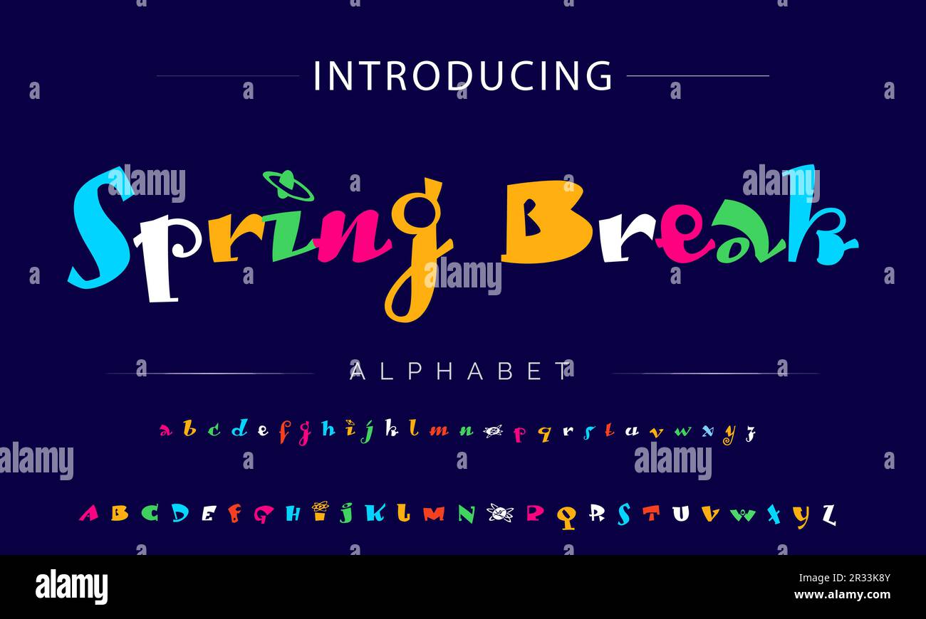 Funky colorful cartoon font type. Vector alphabet Stock Vector Image ...