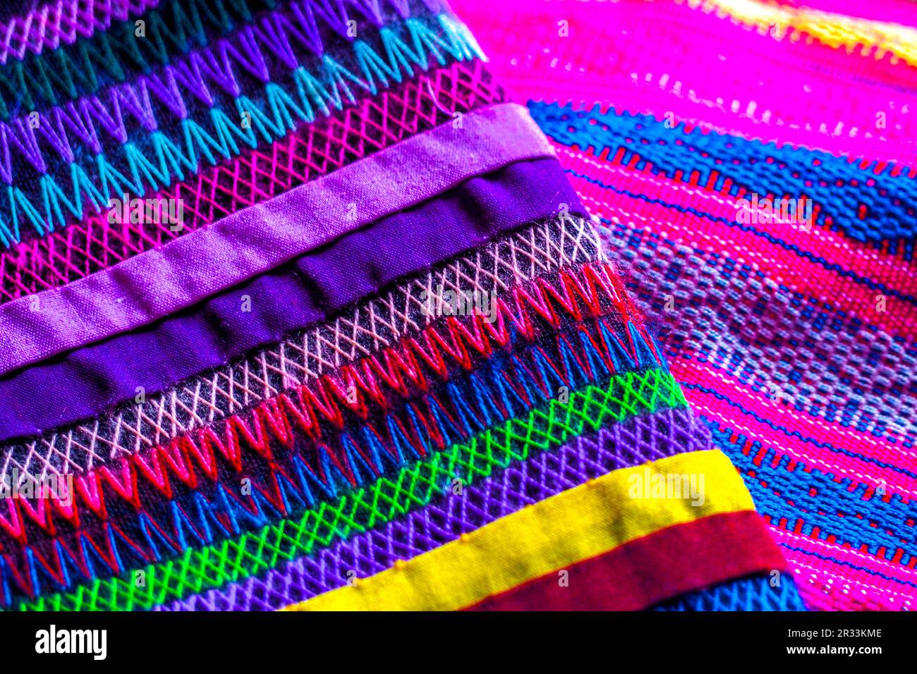 colorful thai handcraft peruvian style rug surface old vintage torn ...