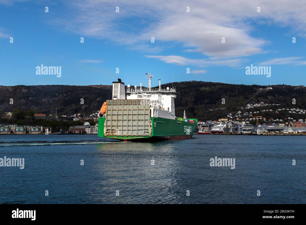 Multipurpose ro-ro vessel Misida at Puddefjorden, arriving in the port ...