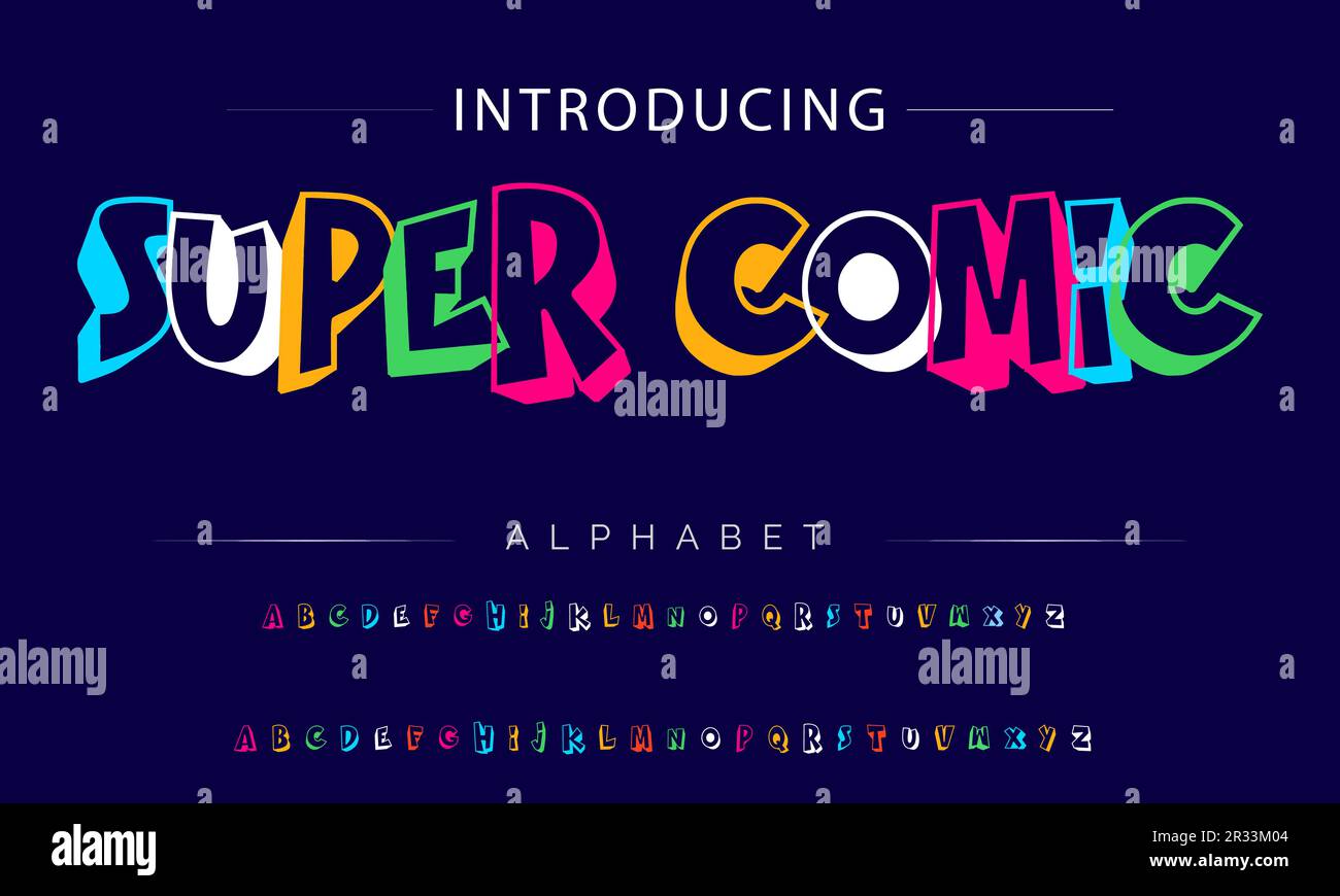 Funky colorful cartoon font type. Vector alphabet Stock Vector Image ...