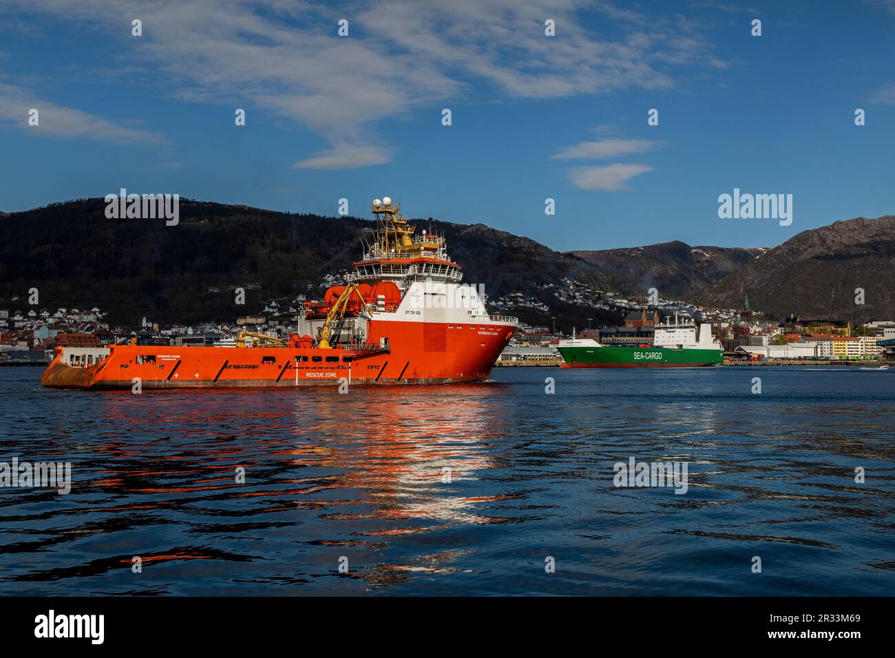 Offshore supply AHTS vessel Normand Sigma arriving at Byfjorden, port ...