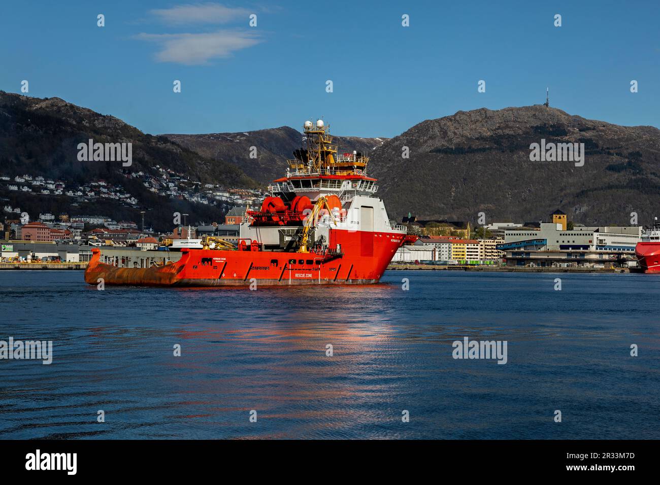 Offshore supply AHTS vessel Normand Sigma arriving at Byfjorden, port ...