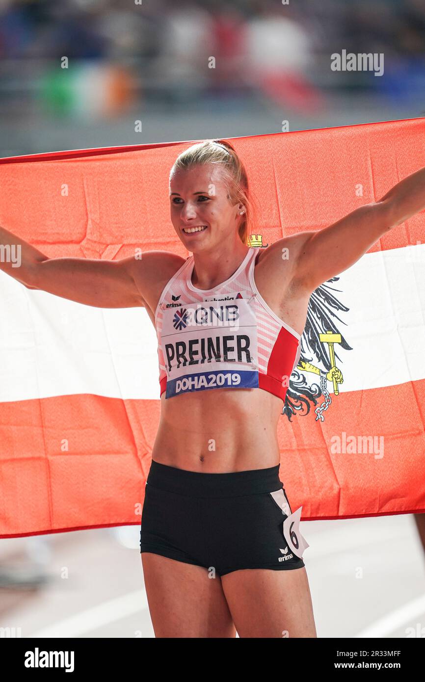 Verena Preiner with his country's flag in the 800m at the 2019 World ...
