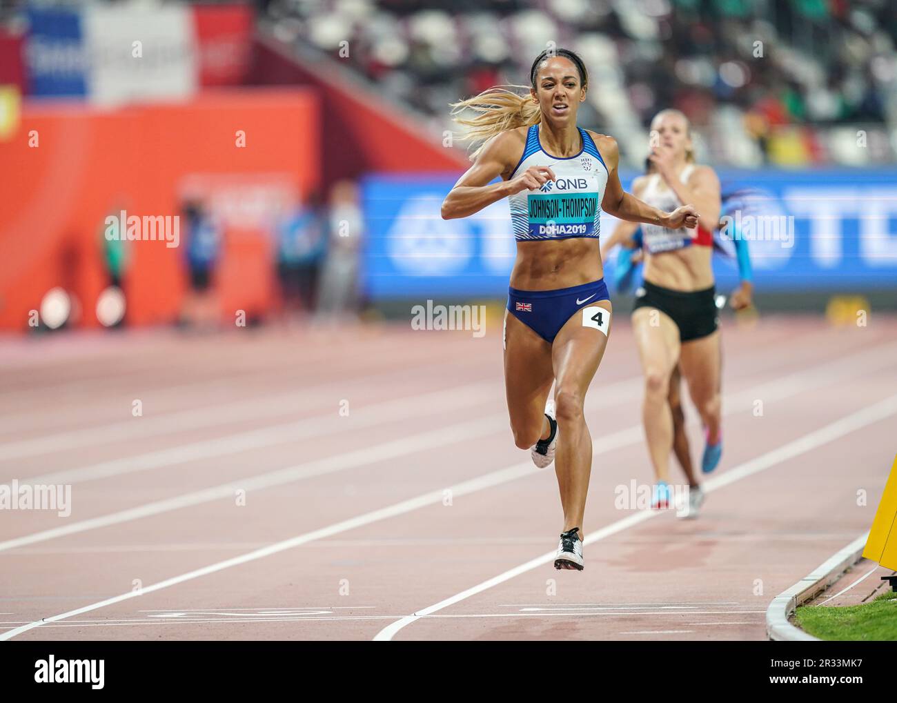 Katarina Johnson-Thompson winning in the heptathlon 800m at the 2019 ...