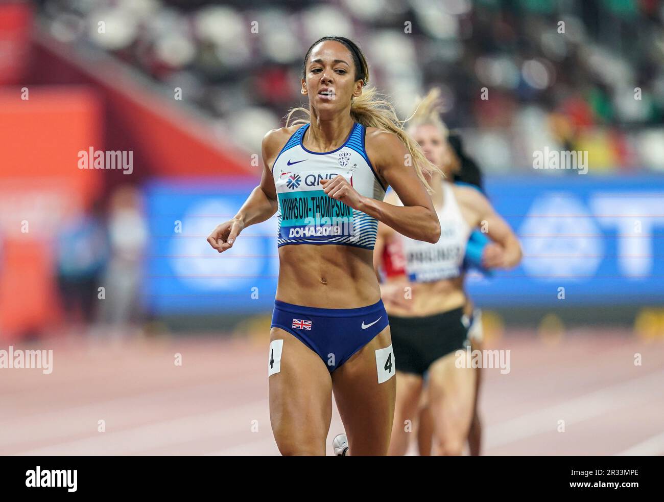 Katarina Johnson-Thompson winning in the heptathlon 800m at the 2019 ...