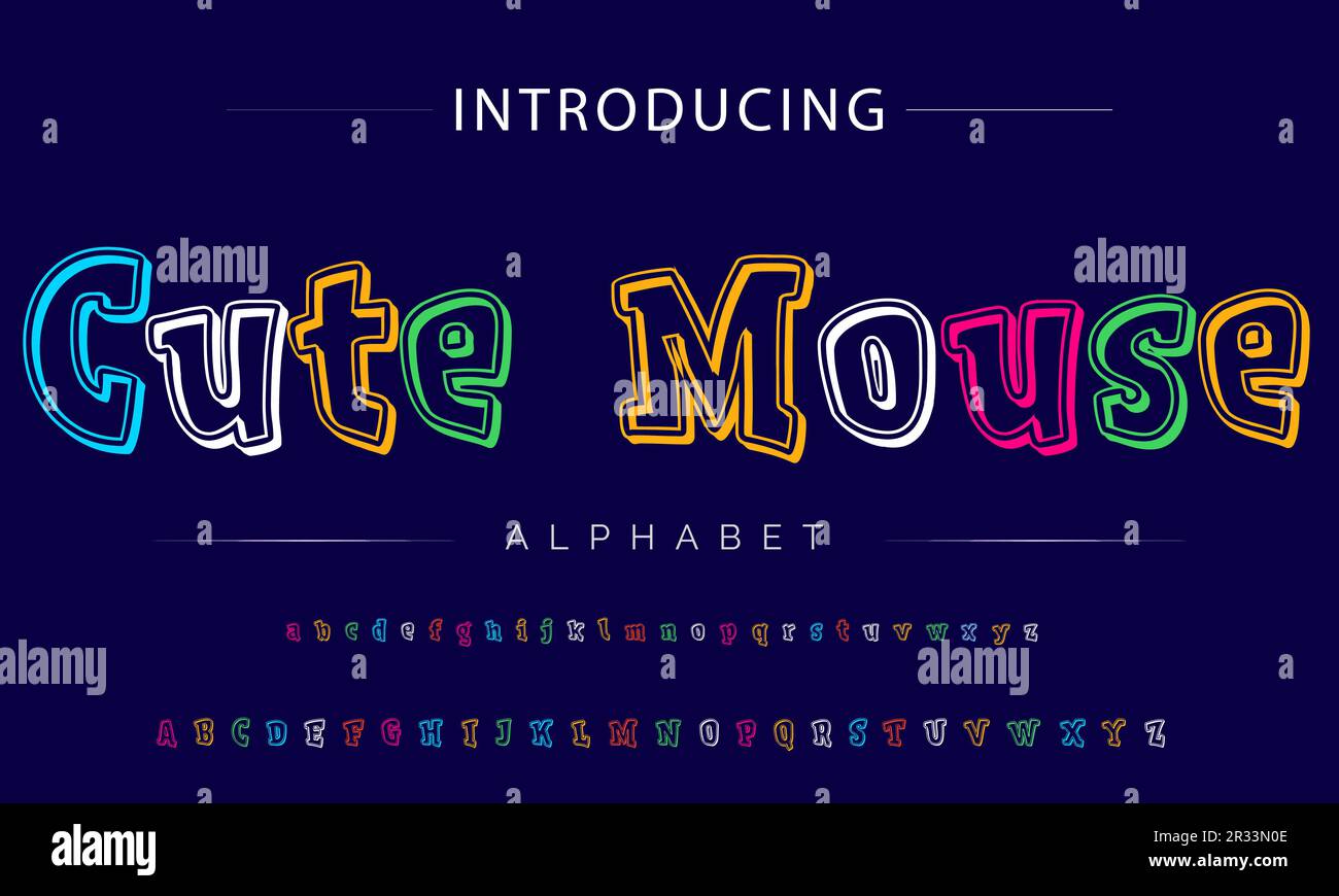 Funky colorful cartoon font type. Vector alphabet Stock Vector Image ...