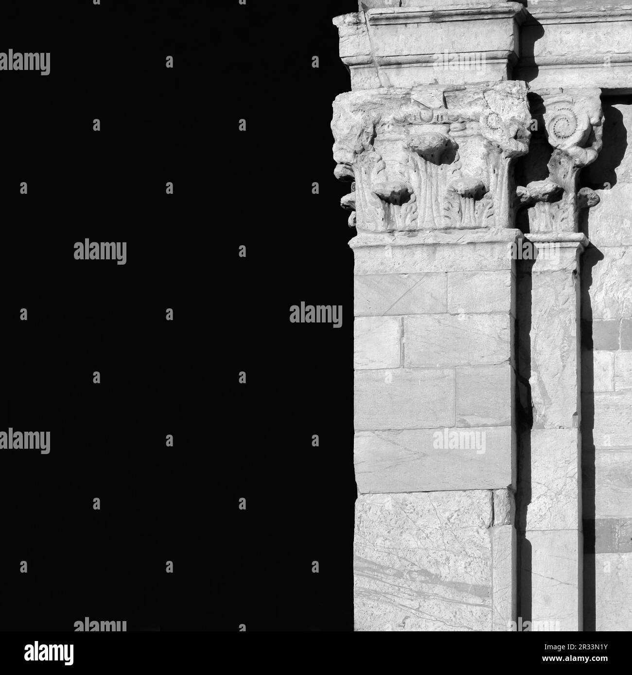 Classical architecture in Lucca. Pillar and capital from renaissance ...