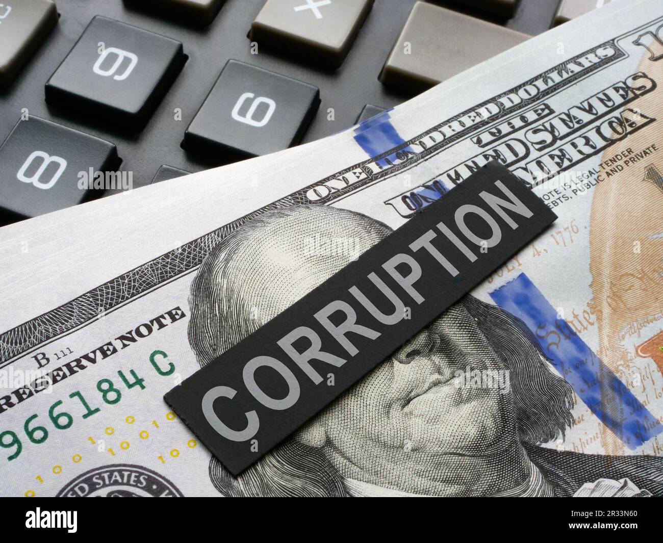 The paper with the inscription corruption lies on the dollars Stock ...