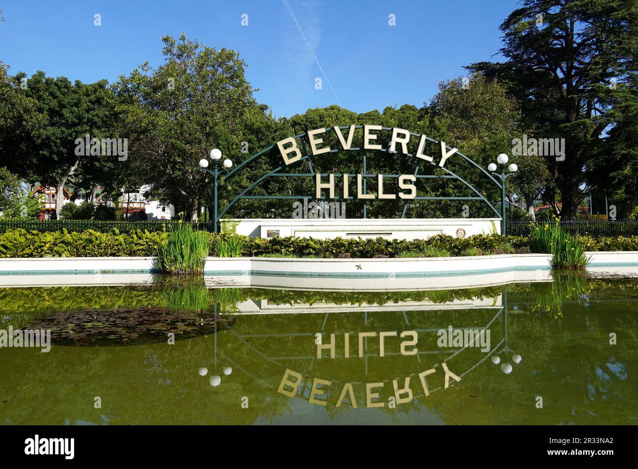 Beverly Hills sign, Beverly Gardens Park, Beverly Hills, Los Angeles ...