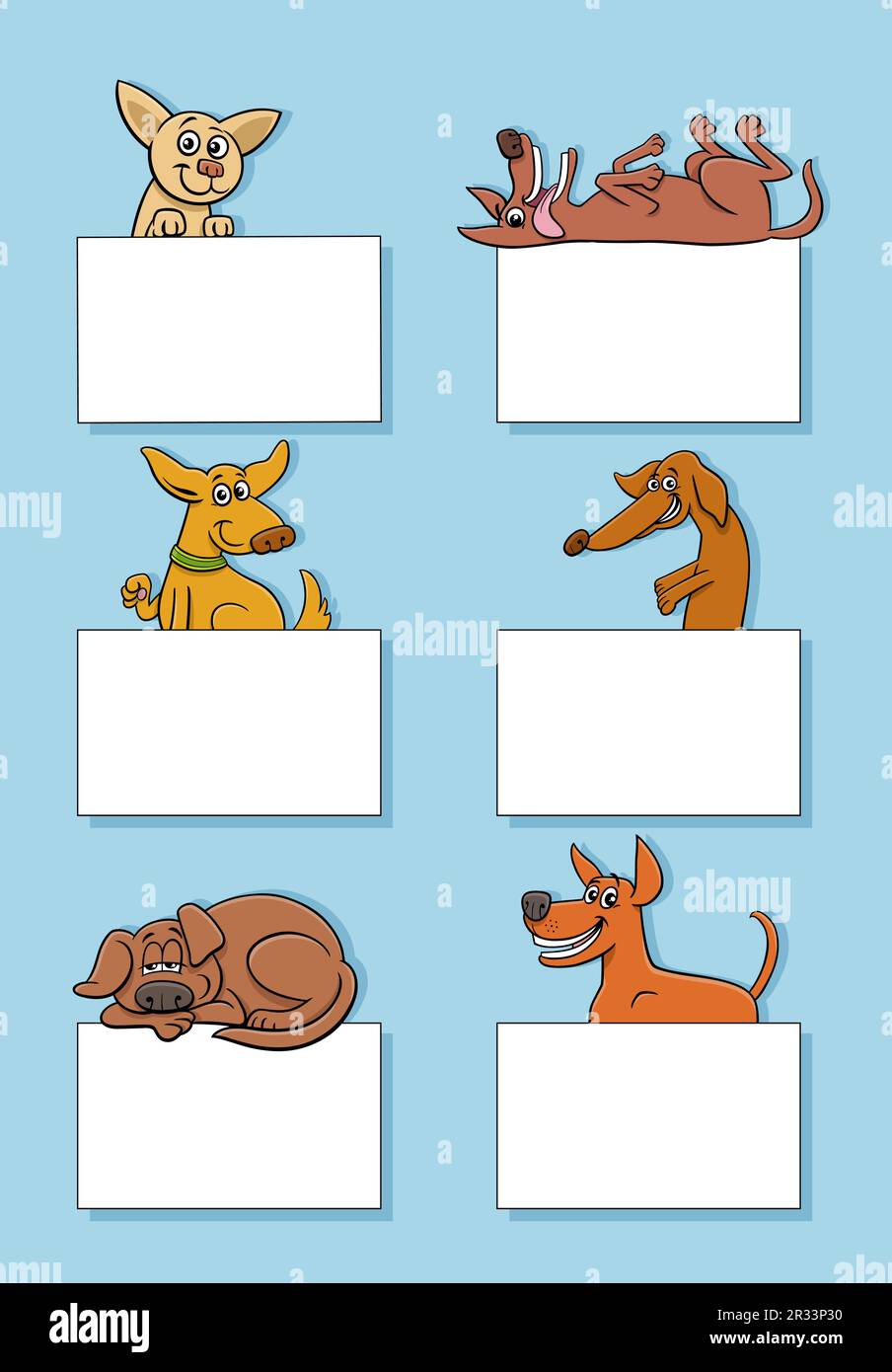 Cartoon illustration of dogs and puppies animal characters with blank ...