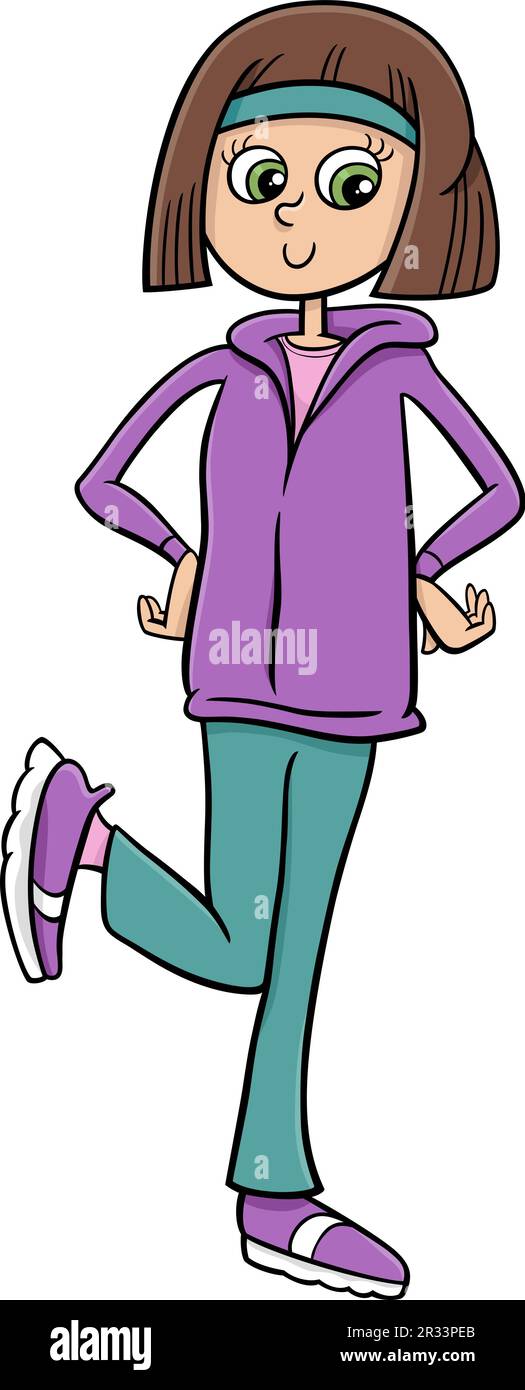 Cartoon illustration of funny teen age girl comic character Stock ...