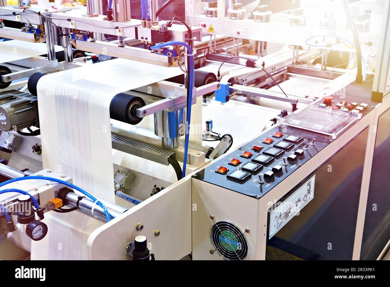 Control panel of machine for the production of plastic bags Stock Photo ...