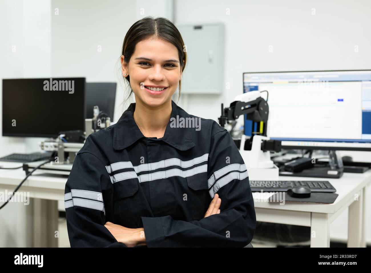 Female engineer checking maintenance robot hi-res stock photography and ...