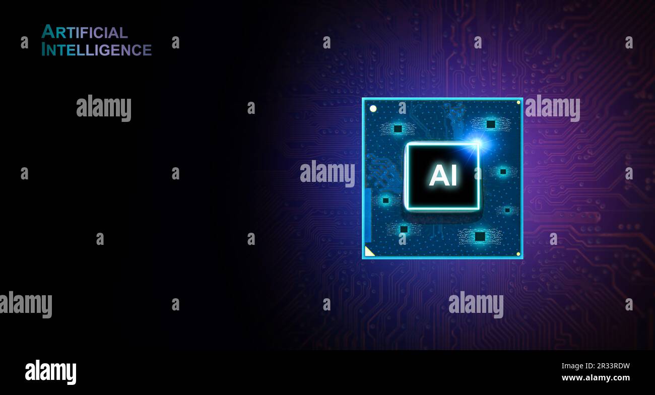 AI artificial intelligence concept, Close up of microprocessor on ...