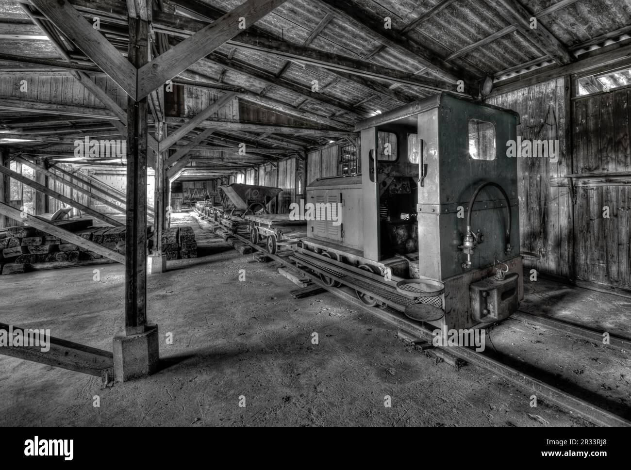 Discarded diesel locomotive in the peat museum Stock Photo - Alamy