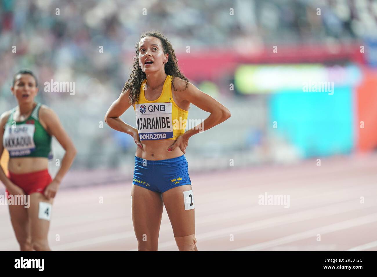 Yolanda Ngarambe participating in the 1500 meter at the Doha 2019 World ...