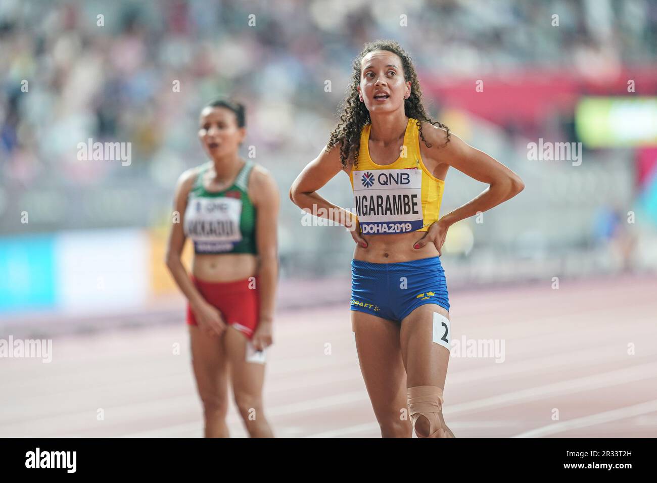 Yolanda Ngarambe participating in the 1500 meter at the Doha 2019 World ...