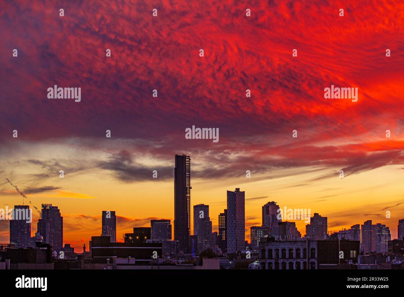 View of downtown Brooklyn from a window in Williamsburg, Brooklyn. The ...