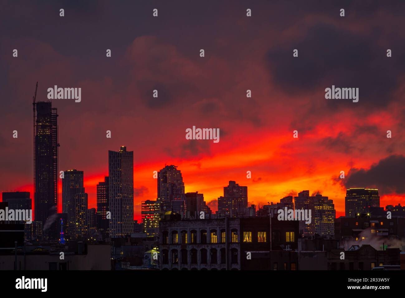 View of downtown Brooklyn from a window in Williamsburg, Brooklyn. The ...